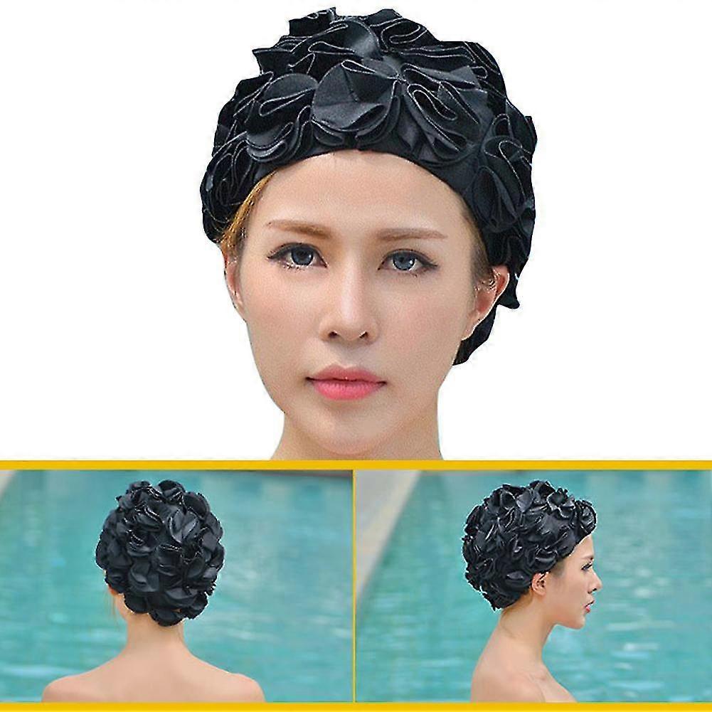 Women Swimming Cap New Elastic Nylon Fabric Protect Ears Long Hair ...
