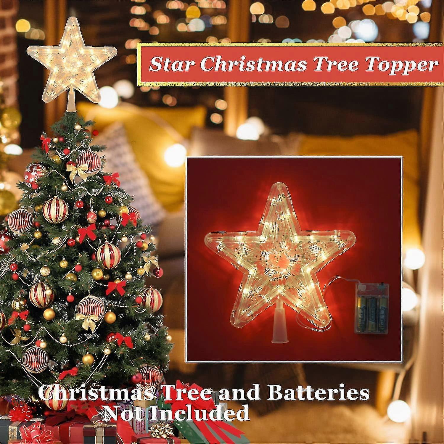 yougangchristmas Star Tree Topper Lighted, Xmas Tree Topper With Lights ...