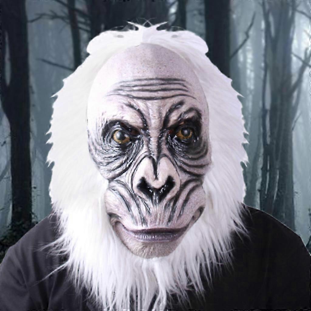 Animal Baboon for Head Mask Latex Monkey Gorilla Helmet with White Hair ...