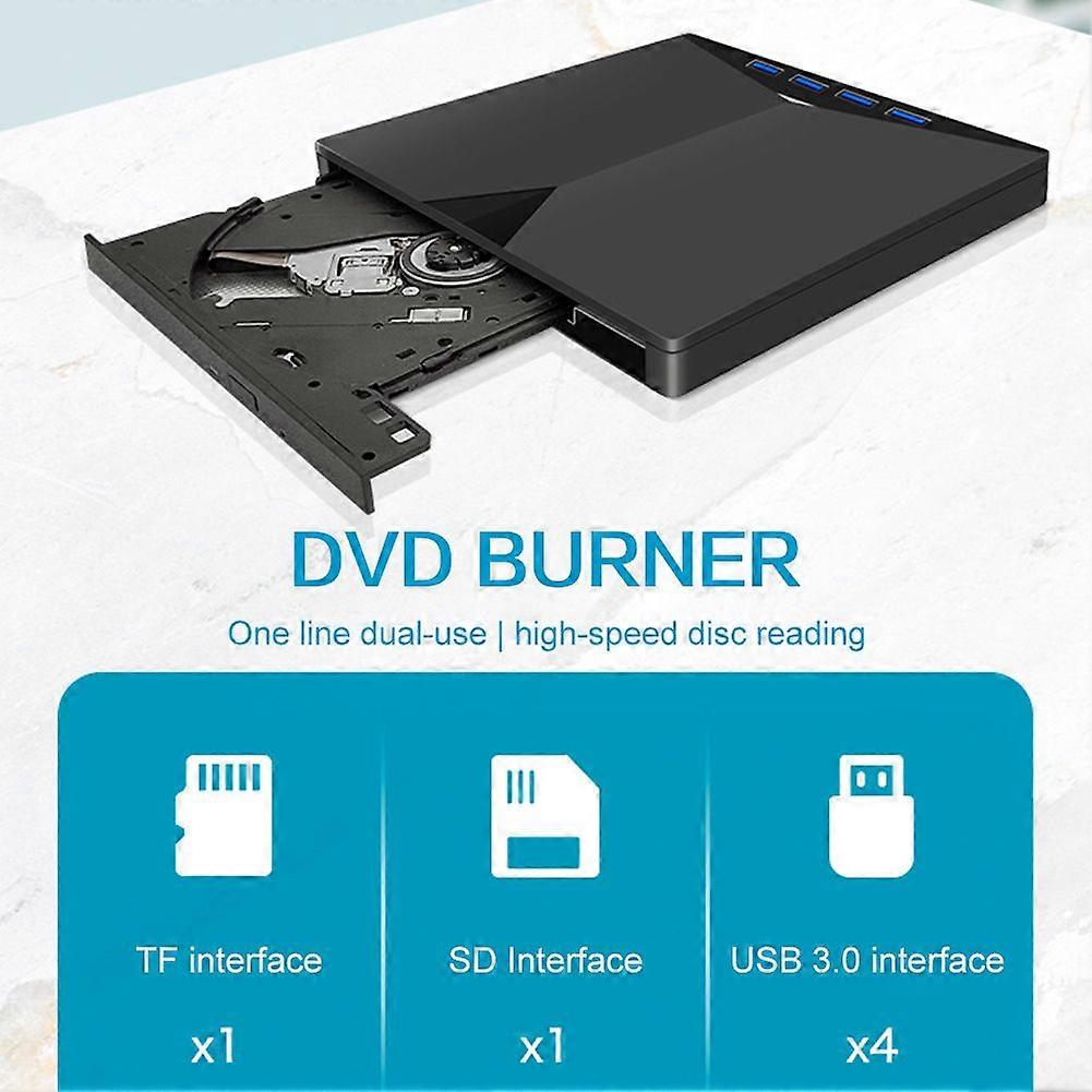 7-in-1 External CD/DVD Drive Burner Card Reader Player for PC Mac DSLR ...