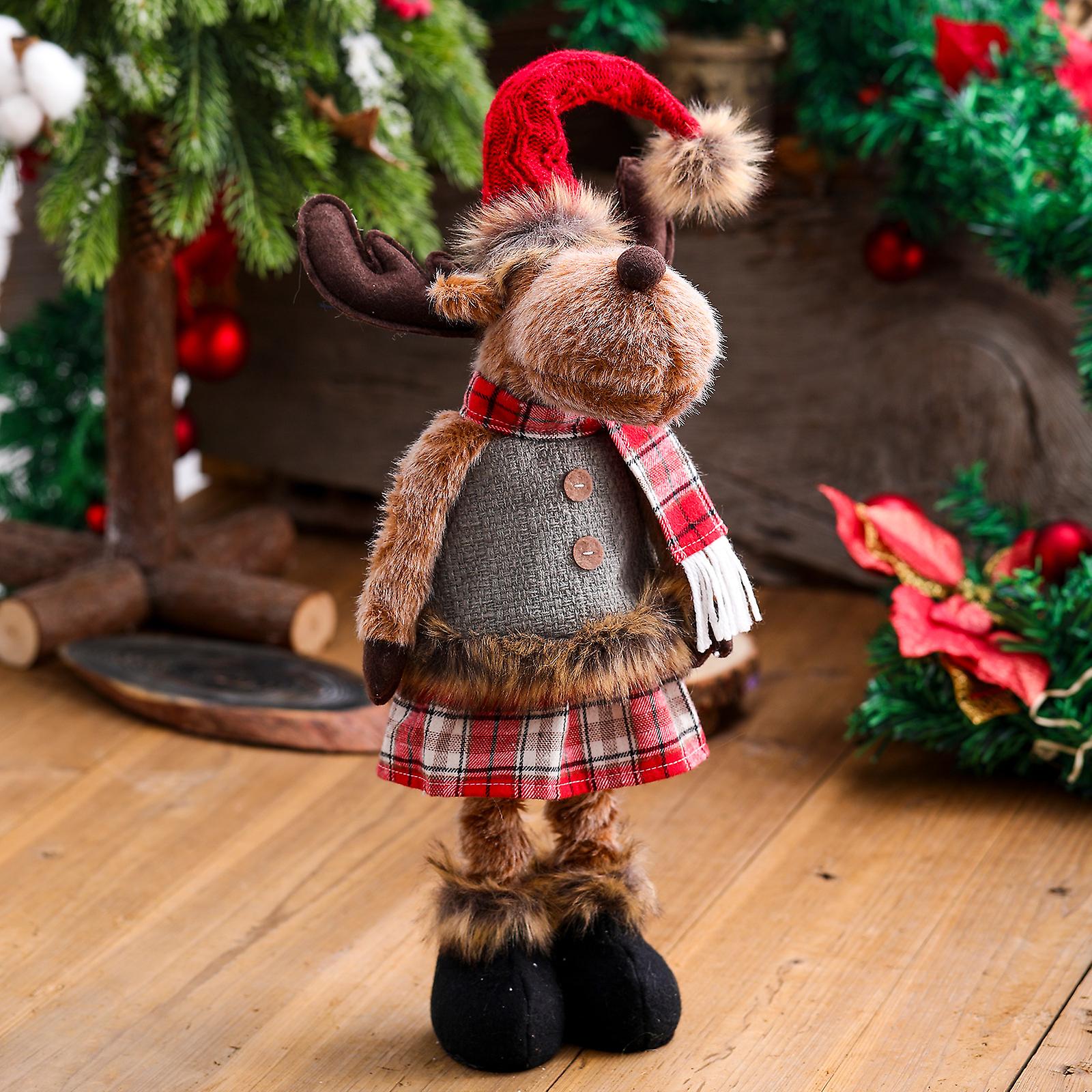 Christmas Elk Standing Plush Doll Christmas Ornament Plush Toy Ornament ...