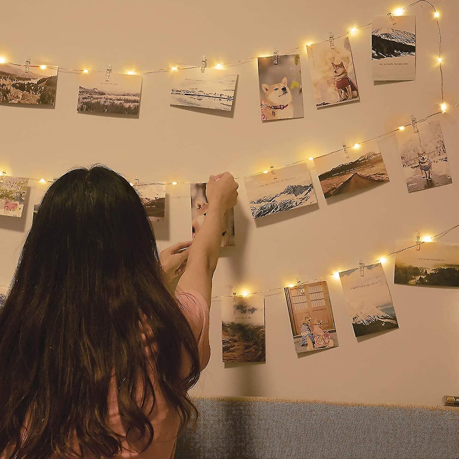 100 Led Photo Clip String Lights |10m Photo Peg Fairy Lights With 60 ...