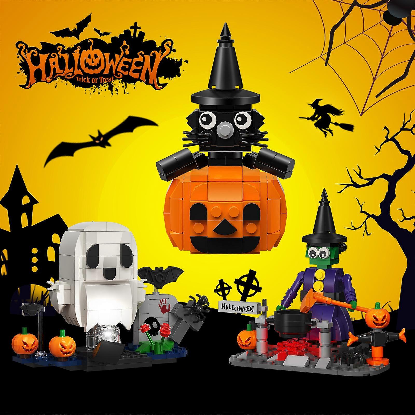 BuildMoc Halloween Fun Brickheadz Building Blocks Set Cute Pumpkin ...