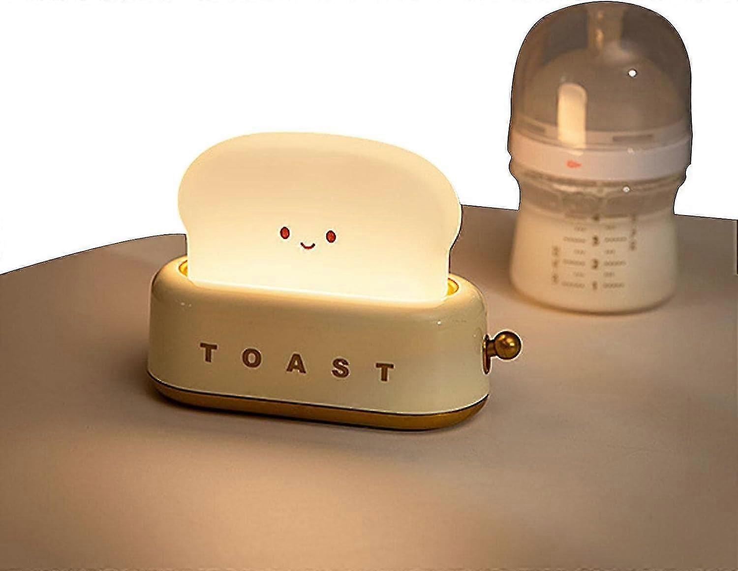 Cute Night Light Toast Lamp Dimmable Cute Bread Toast Lamp Rechargeable ...