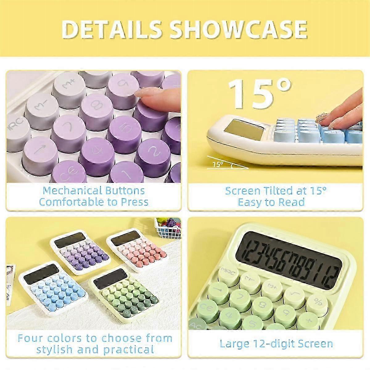 Desktop Mechanical Calculator, Cute Big Buttons Calculators With 12 ...