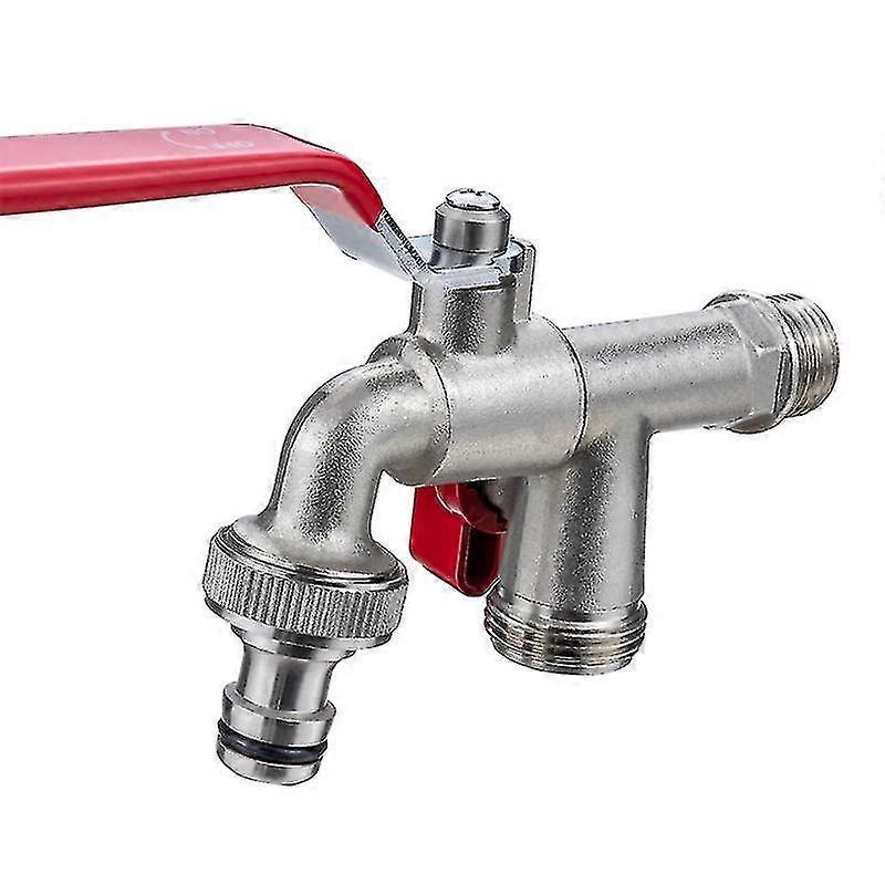 Double Garden Tap With Connector, G1/2 Inch Inlet And Two G3/4 Inch ...