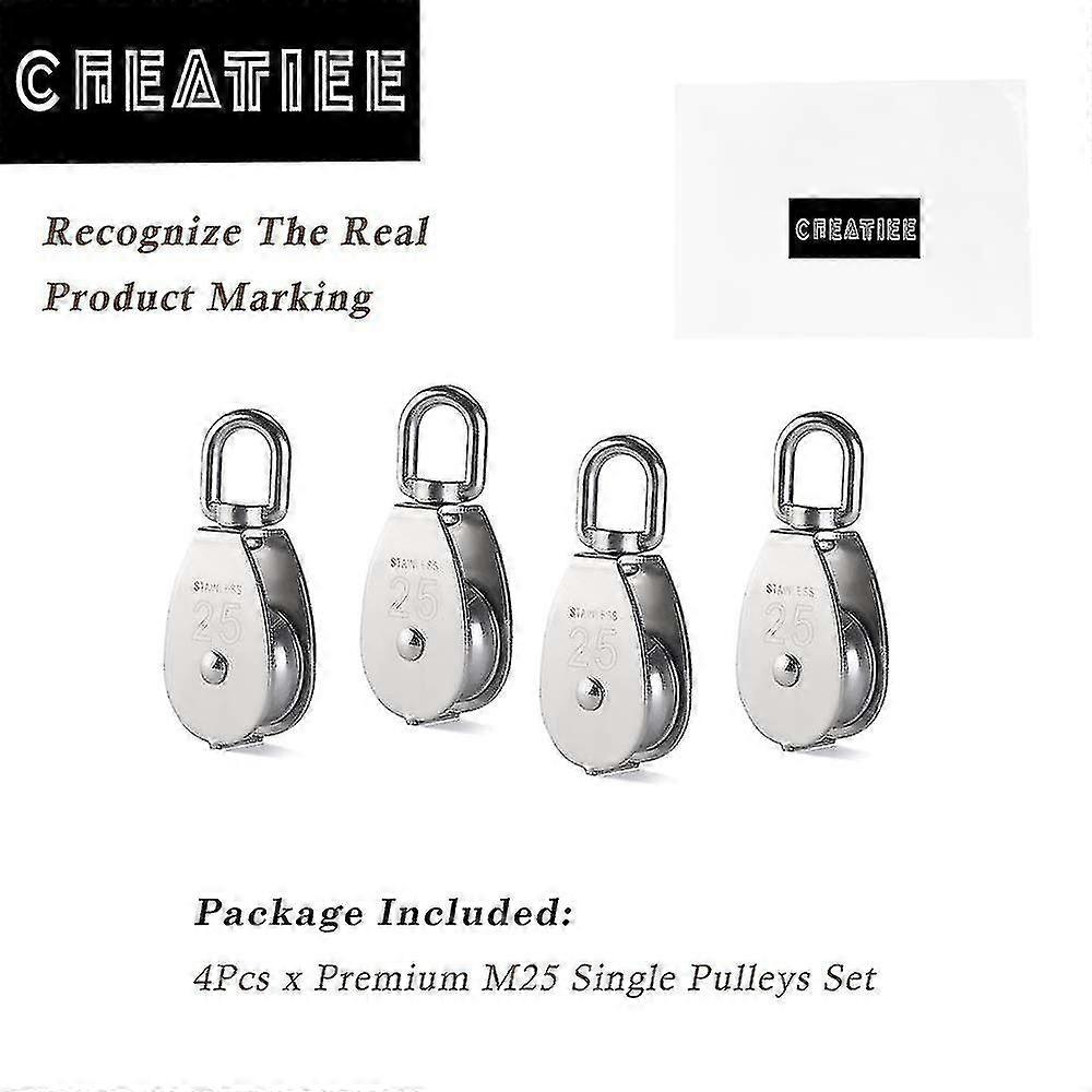 4pcs Single Pulley Block, 304 Stainless Steel Pulley Roller | Fruugo UK