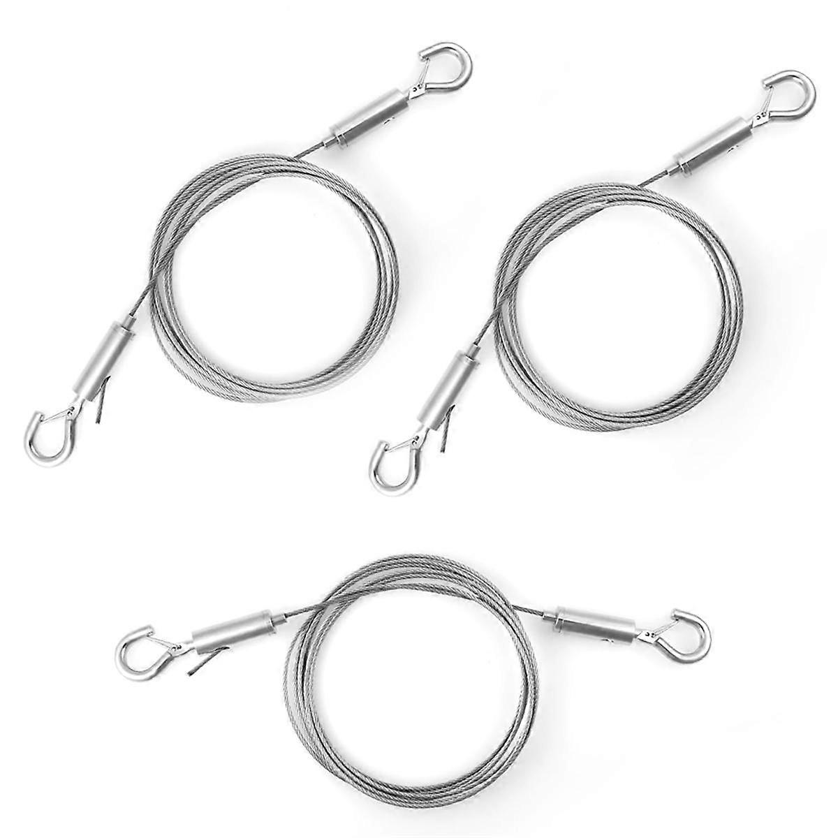 3Pcs Adjustable Wire Ropes with Hooks, Stainless Steel Picture Hanging ...