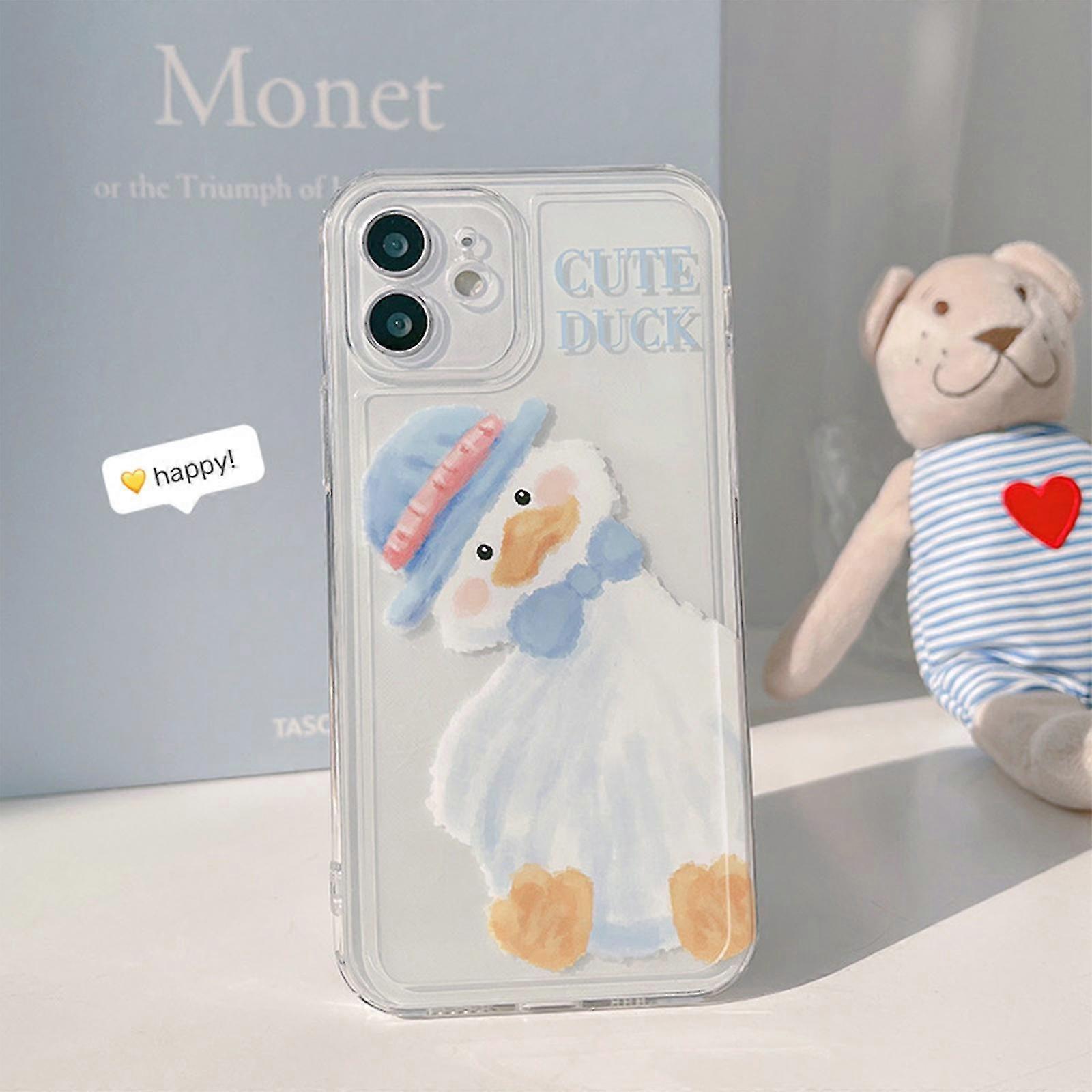 Cute Cartoon Duck Iphone 12 Case - Blue Lovely Anti-fall Soft Phone ...