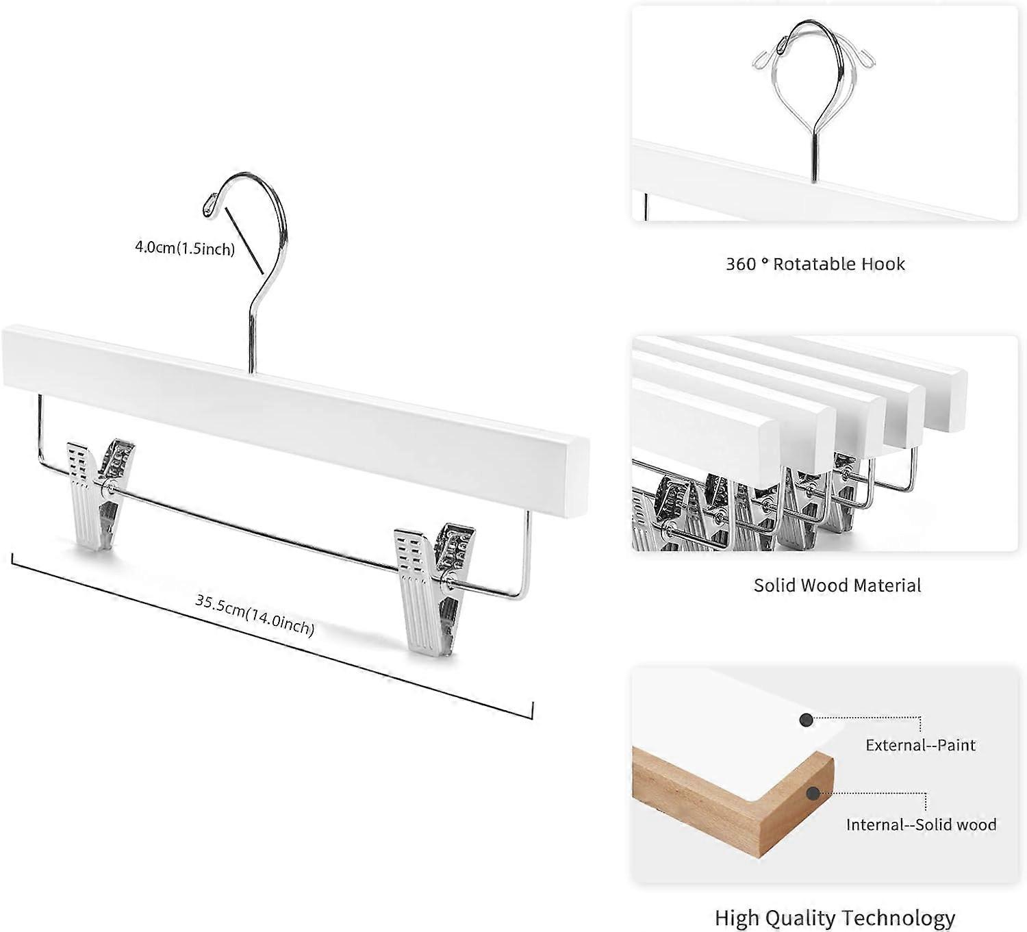 Wooden Pants Hangers Wood Bottom Jeans Skirt Hanger with Clips Anti ...