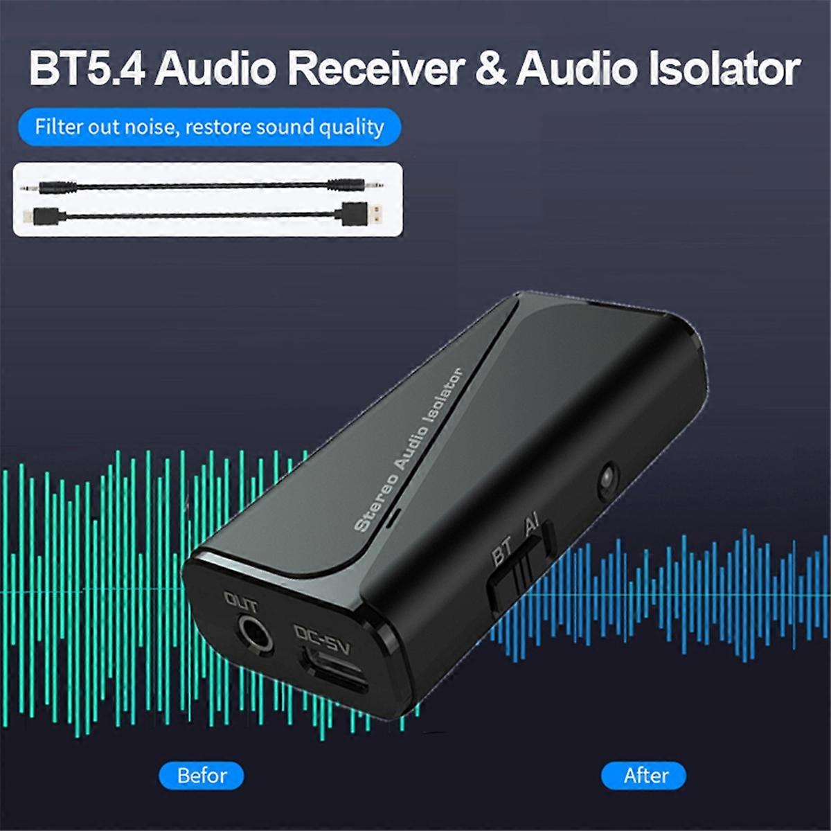 Bluetooth 5.4 Audio Receiver 3.5mm Anti-Interference Ground Loop Noise ...