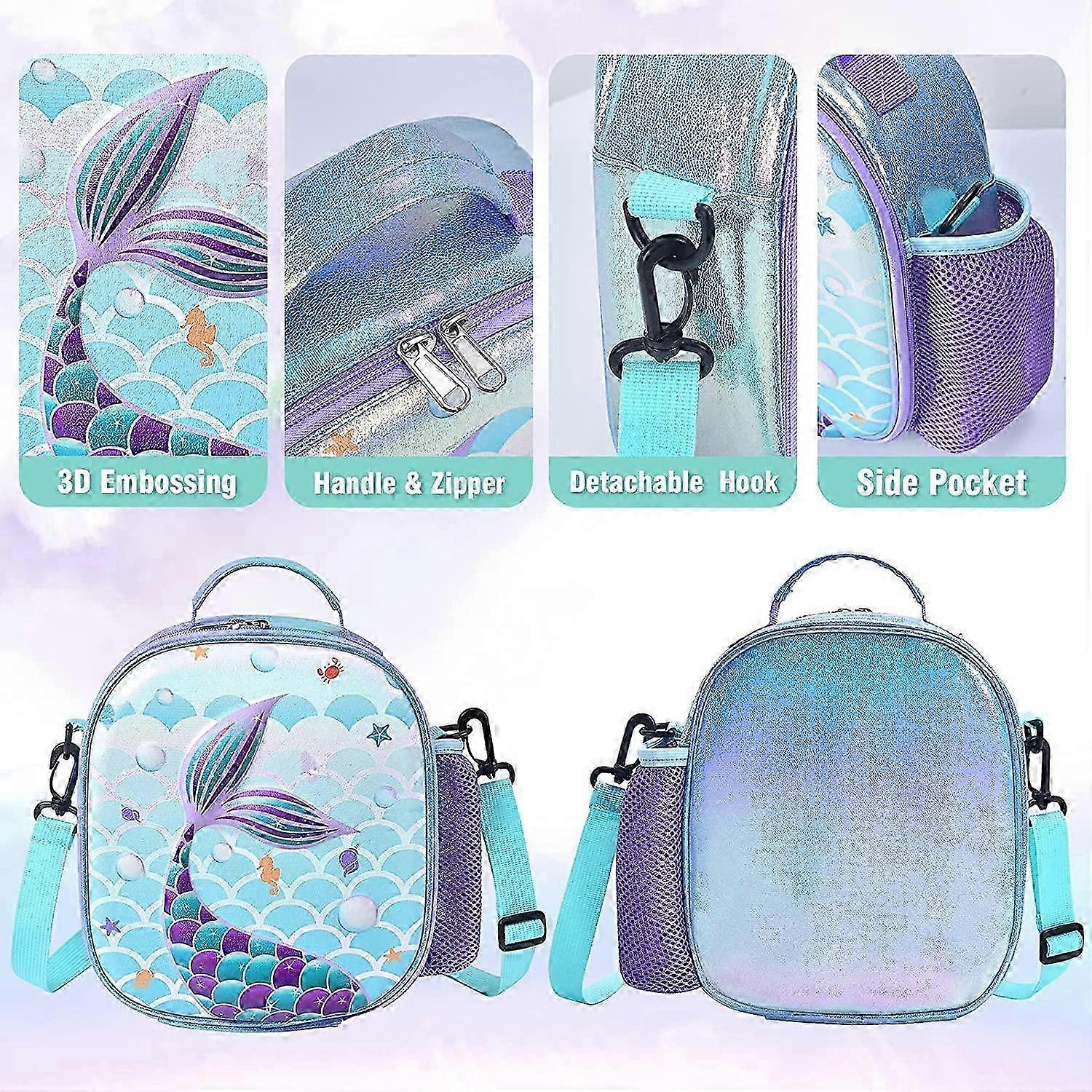 Mermaid Design Lunch Box for Girls with Insulation for School Picnic ...