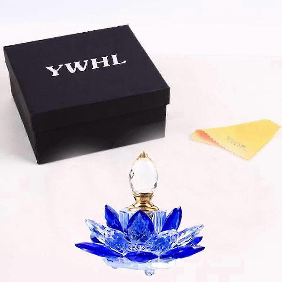 2026 Blue Crystal Lotus Flower Figurines Perfume Bottles for Women ...