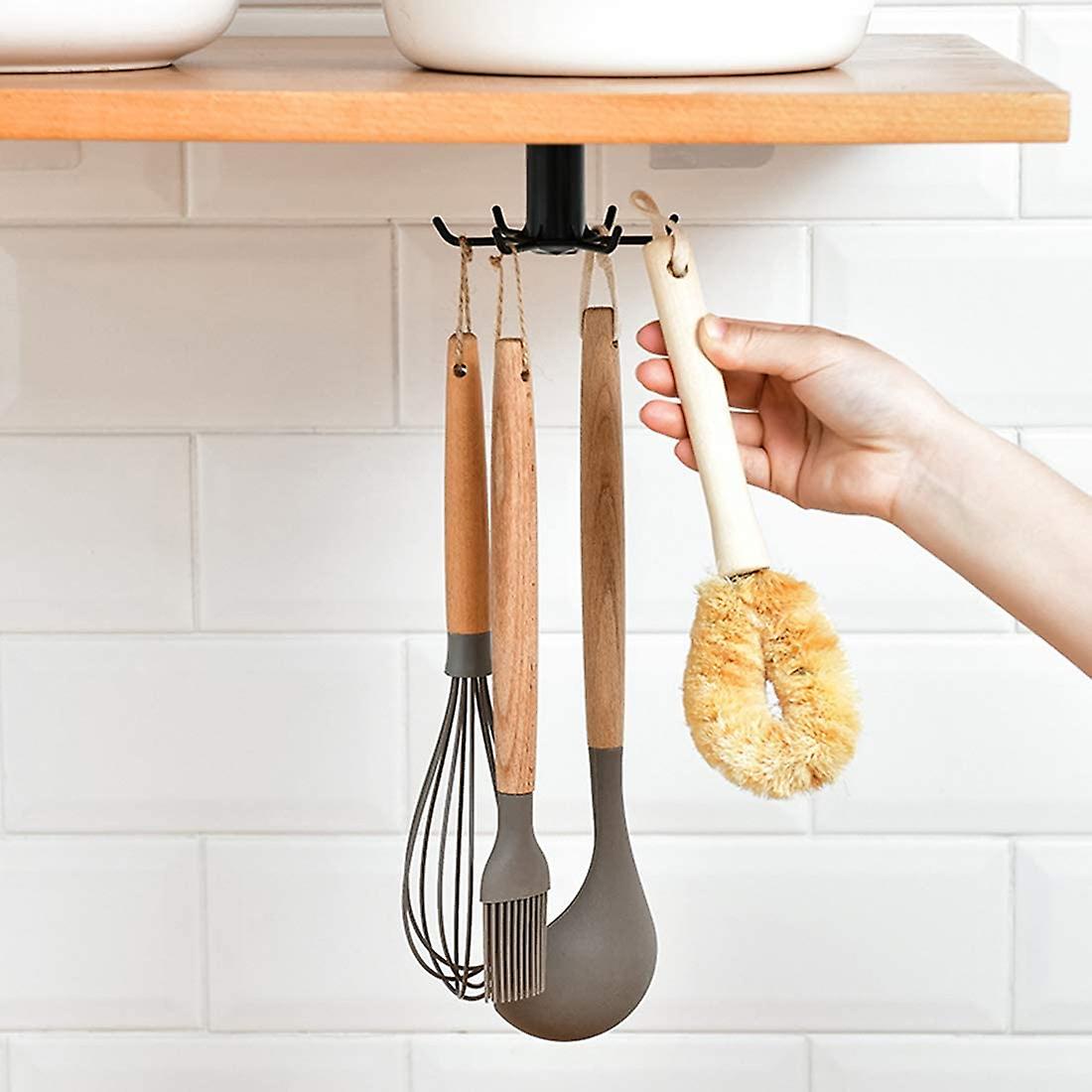 360 Rotating Storage Hook, 4 Pieces Kitchen Utensils Wall Mount ...