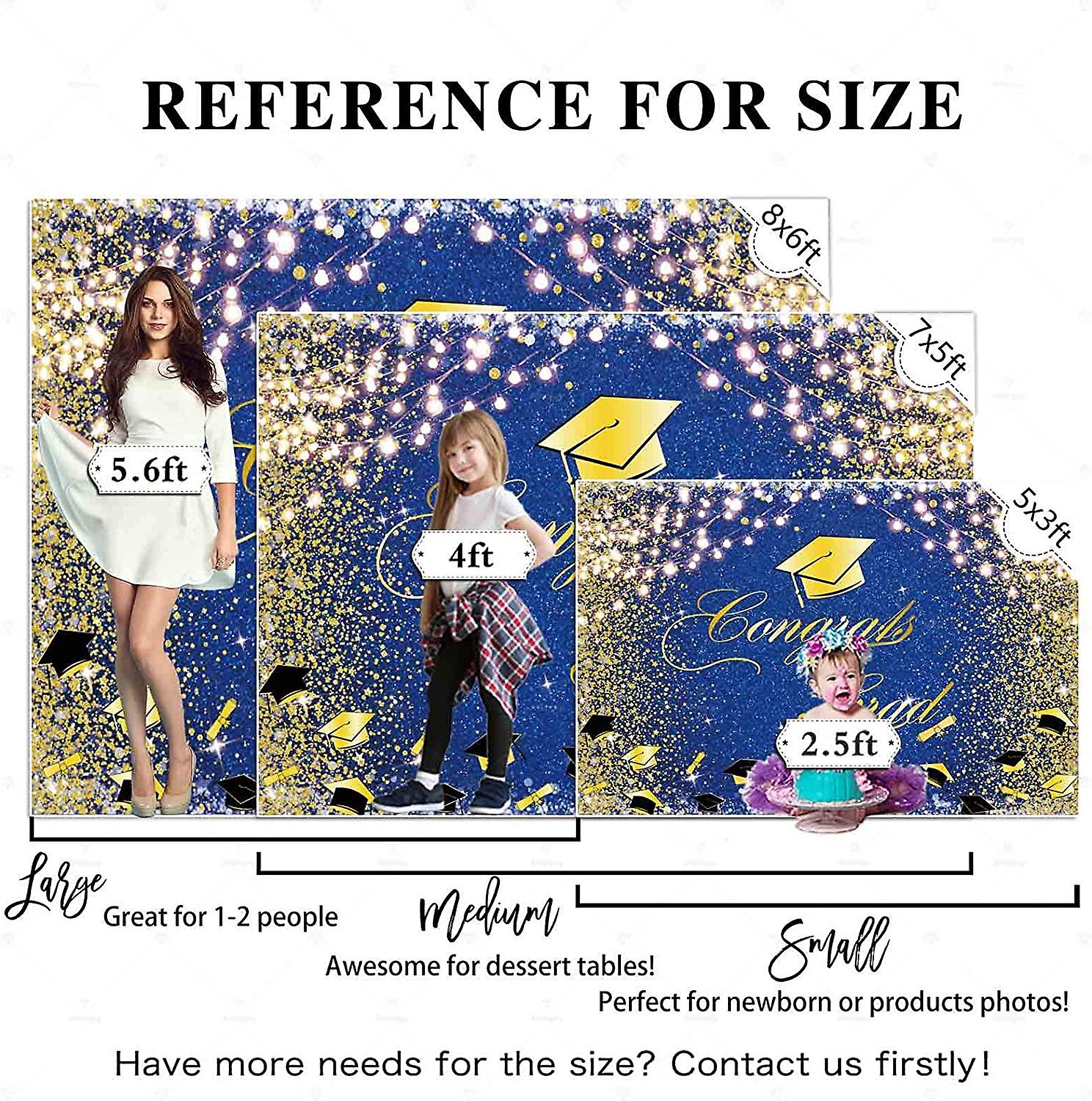 7x5ft Congrats Grad Backdrop Class Of 2023 Glitter Gold And Royal Blue ...