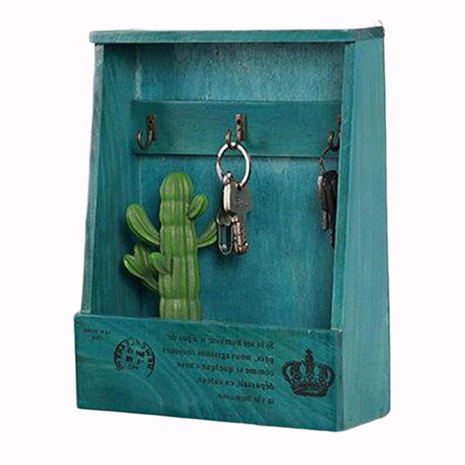 Wall Mount Key Holder Box Cabinet Shelf With Key Hooks Home Office ...