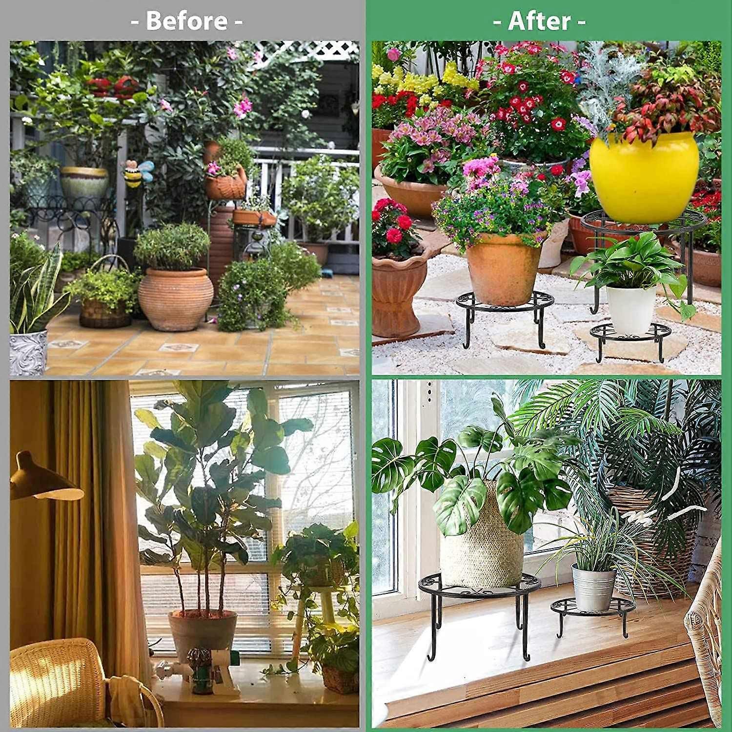 5 Pack Metal Plant Stand for Outdoor & Indoor Plants, Heavy Duty Flower ...