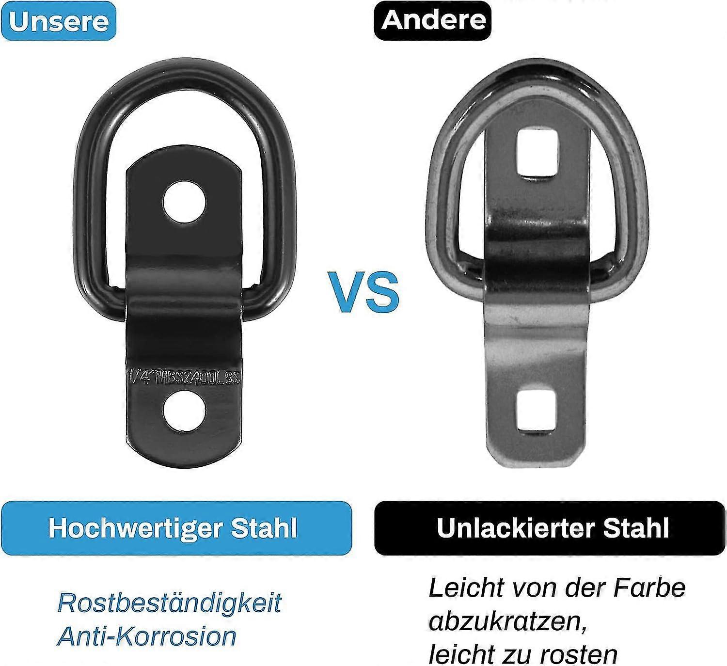 Set of 6 Tie Down Rings with Screws and Brackets - D Pull Lashing Hook ...