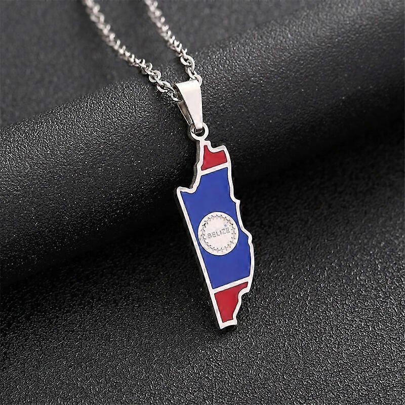 Belize Map Cities Pendant Necklaces for Men Women Stainless Steel Gold ...