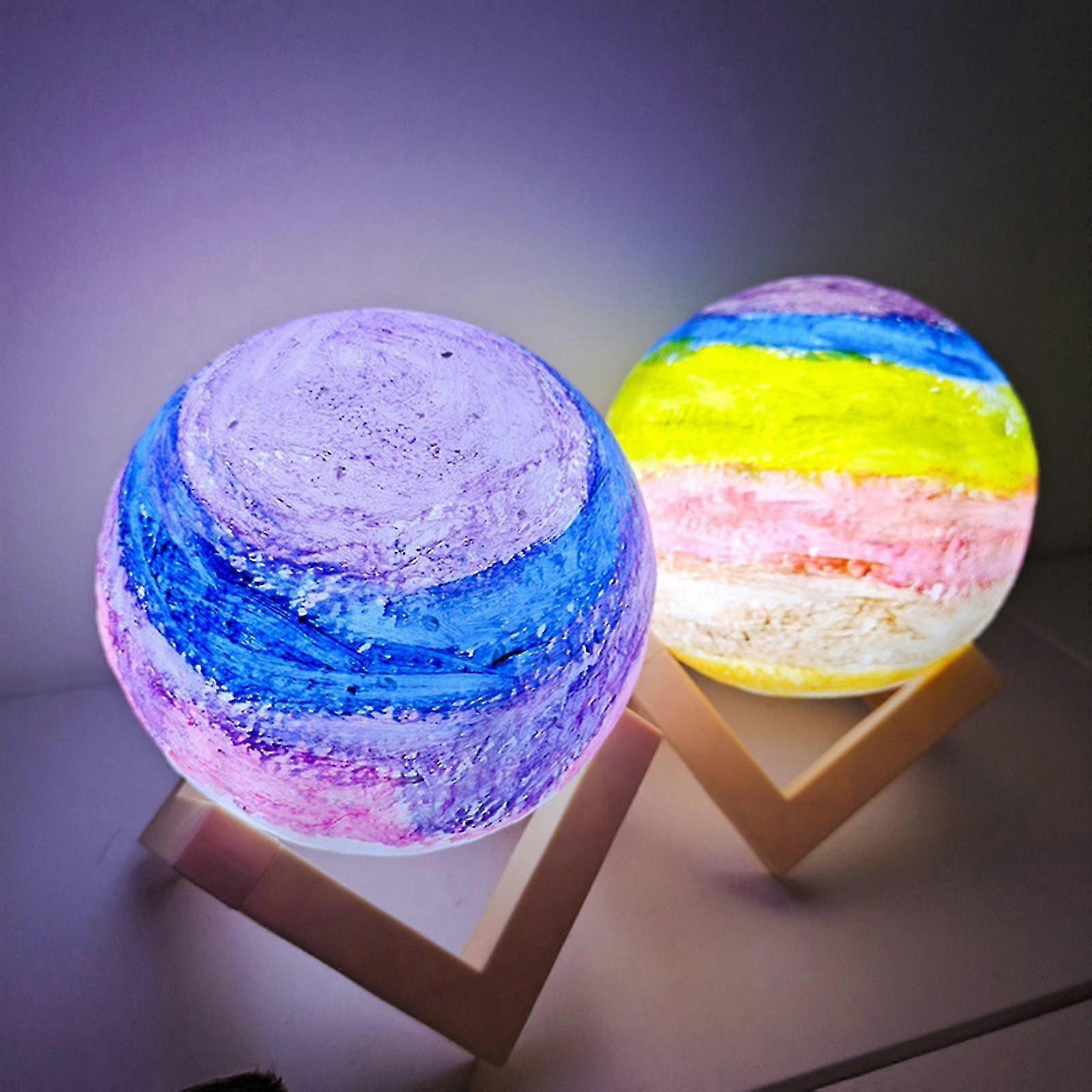 Paint Your Own Moon Lamp Kit,diy 3d Moon Night Light With Wooden Stand ...