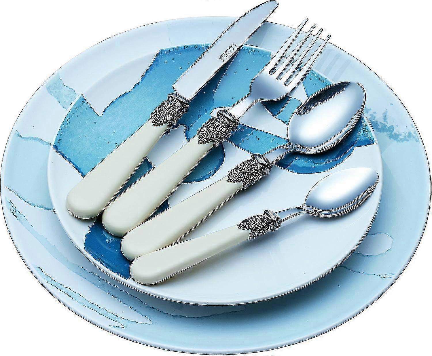 Exzact Cutlery Set 8pcs Antique Cream Handles/flatware Stainless Steel ...