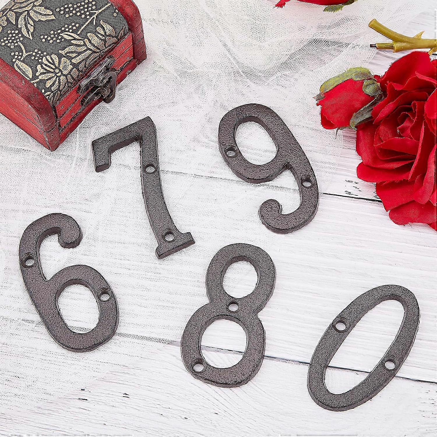 2Pcs 3 Inch Cast Iron House Numbers Metal Home Address Numbers Mailbox ...