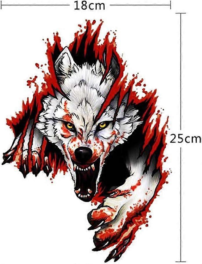 Angry Wolf Car Sticker, Wolf Car Sticker 3D Car Wolf Head Sticker 3D ...