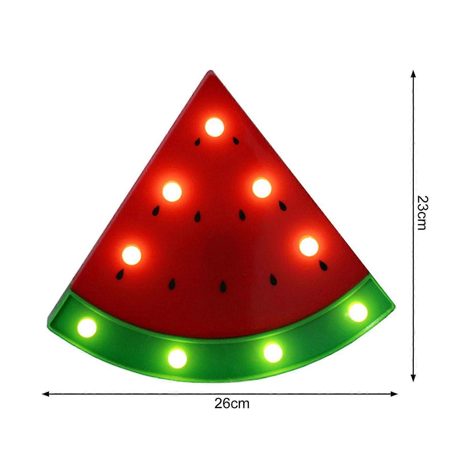 Watermelon-Shaped Night Lamp Battery-operated Bedside Light Fruit Neon ...