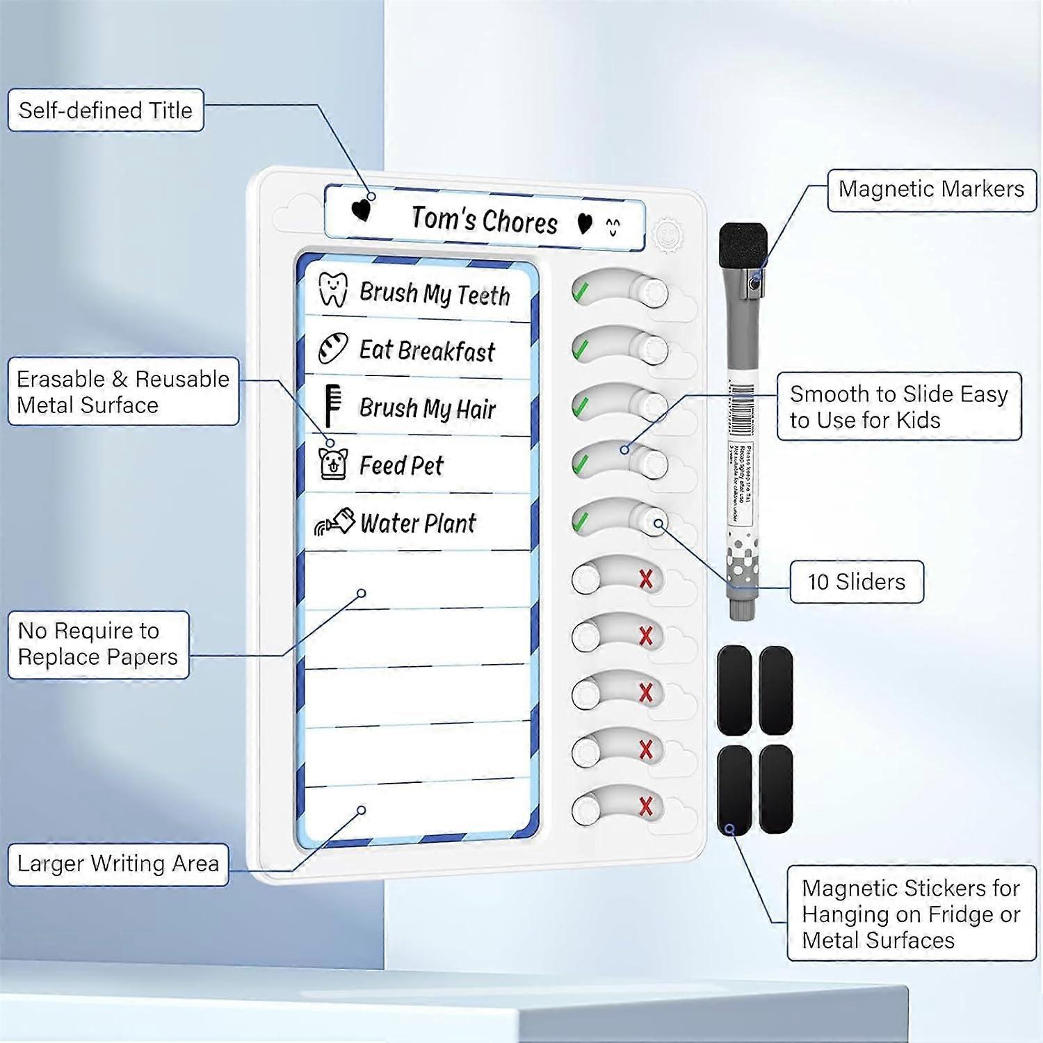 Chores Chart for Kids, Erasable Dry-Erase Chore Chart to Do List Board ...