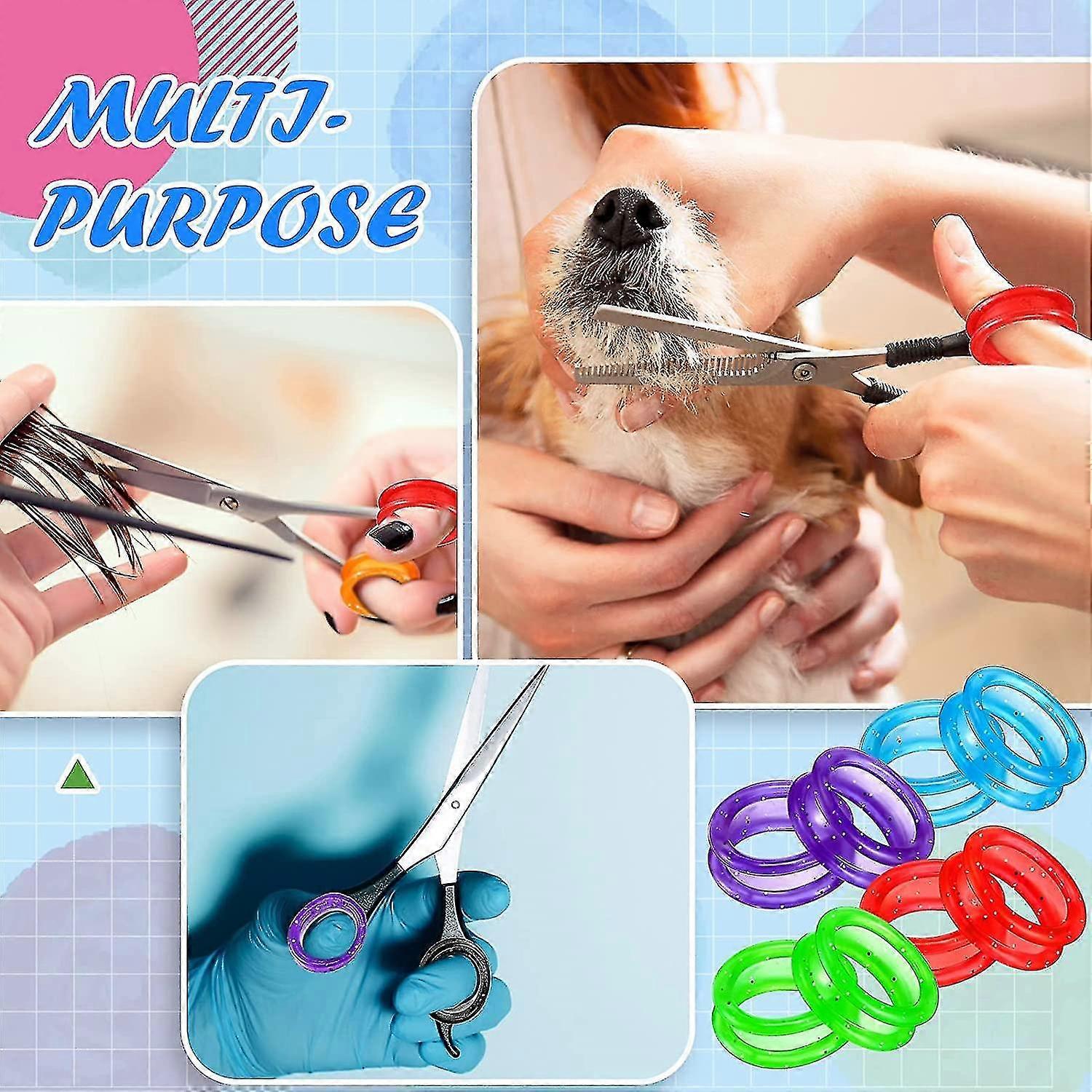 24pcs Soft Silicone Scissors Finger Rings Dog Grooming Pet Shears Ring ...