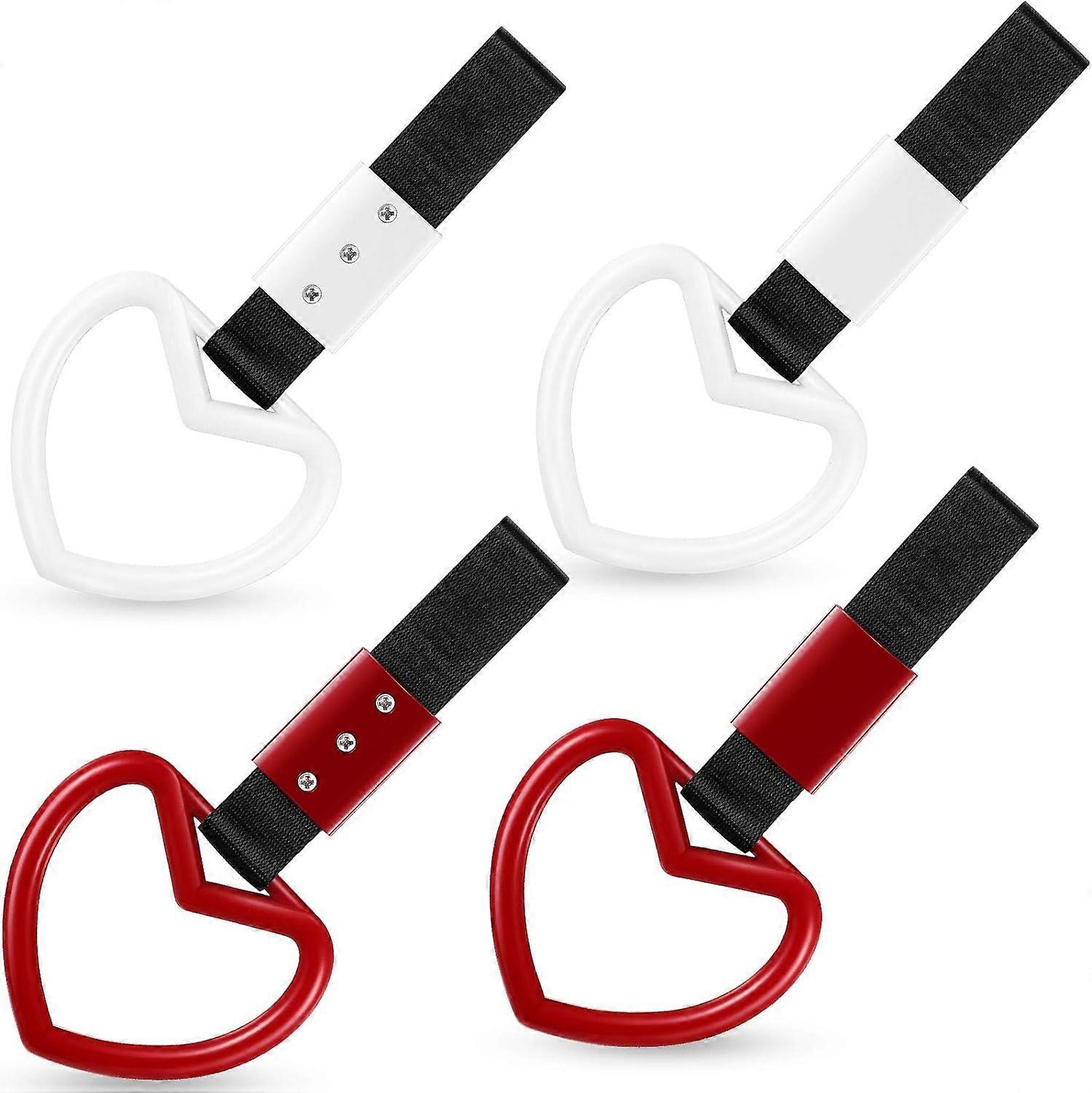 4 Pieces Ring Heart-shaped Car Hand Strap Decorative Warning Loop ...