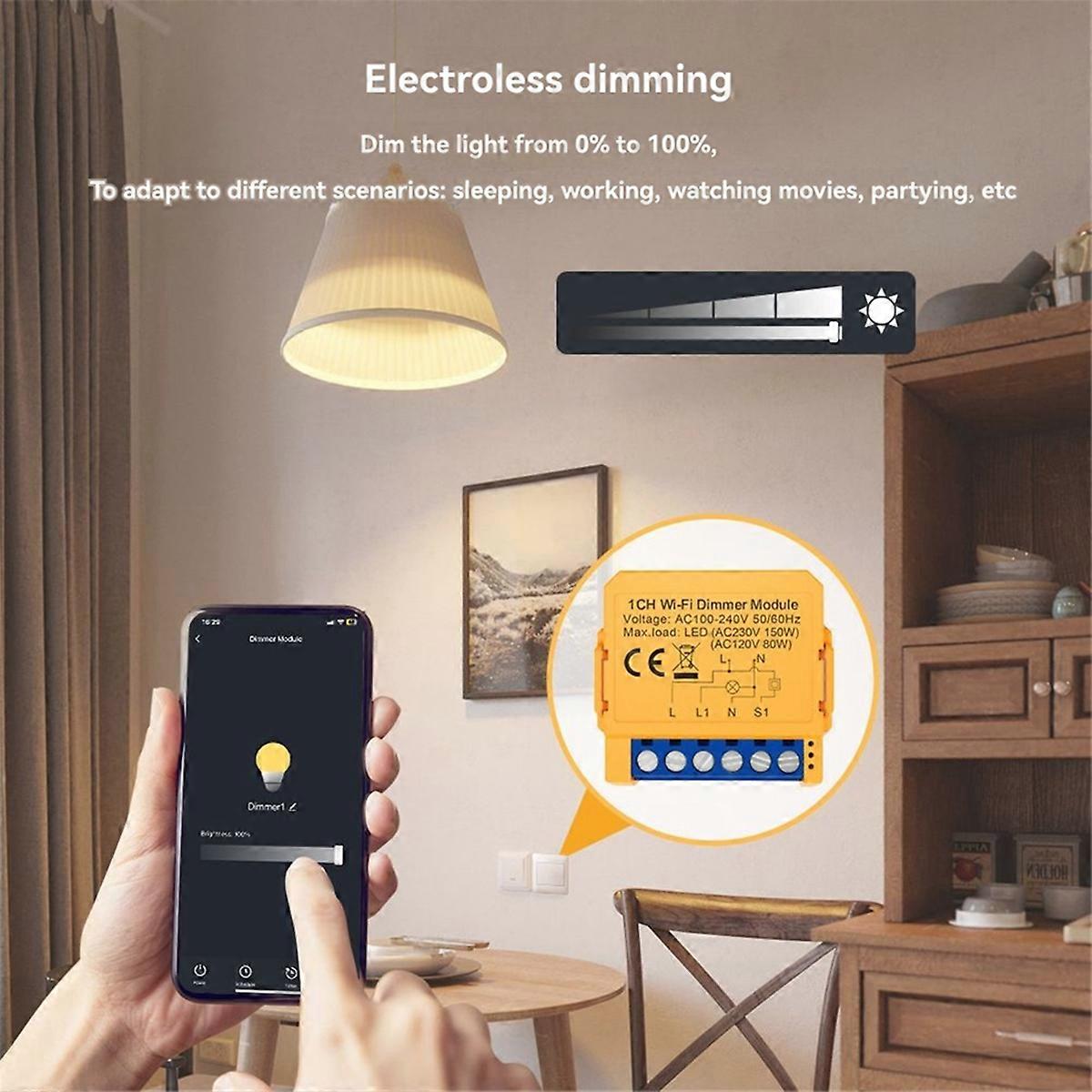 Tuya WiFi Dimmer Switch Module DIY Breaker Supports 1 Way Control ...