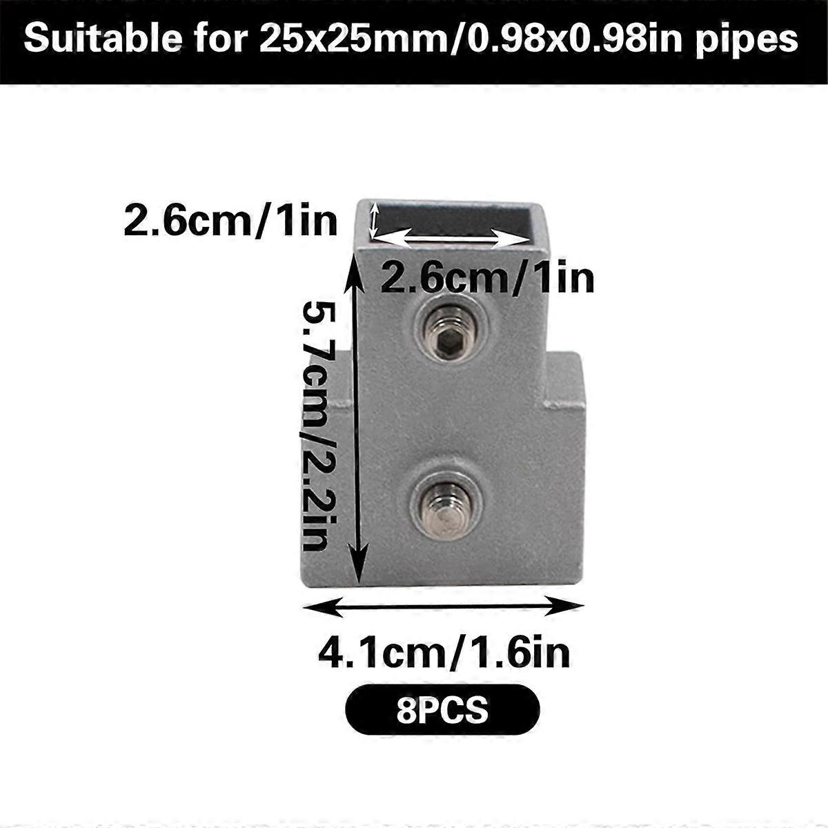 8 PCS 1In/25 mm Square Tube Connector, 3-Way Pipe Fitting Connector ...
