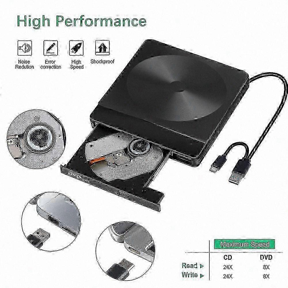 External 3D Blu-ray DVD Writer, Portable Optical Drive with USB 3.0 and ...