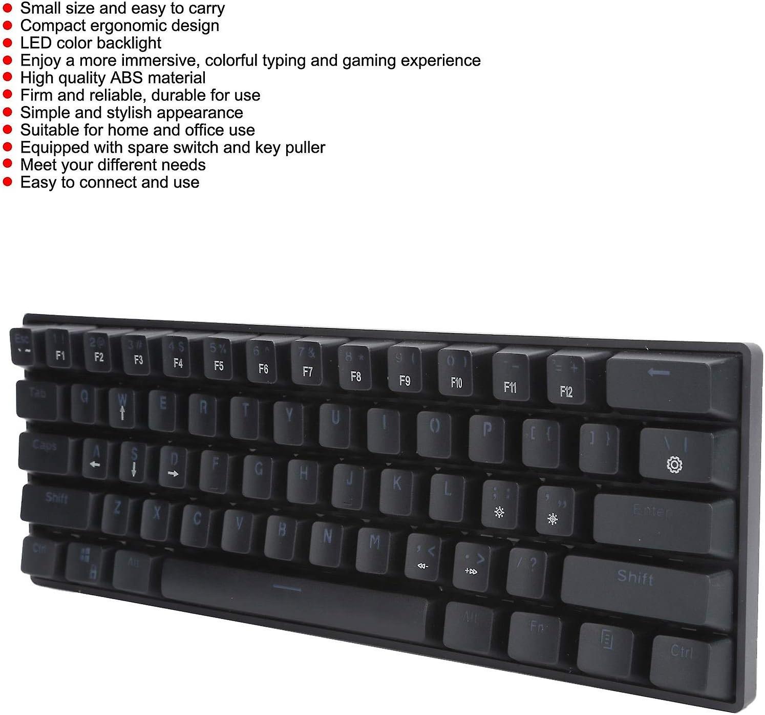 753 Mechanical Keyboard,61 Key Wired Mechanical Keyboard LED Backlit ...