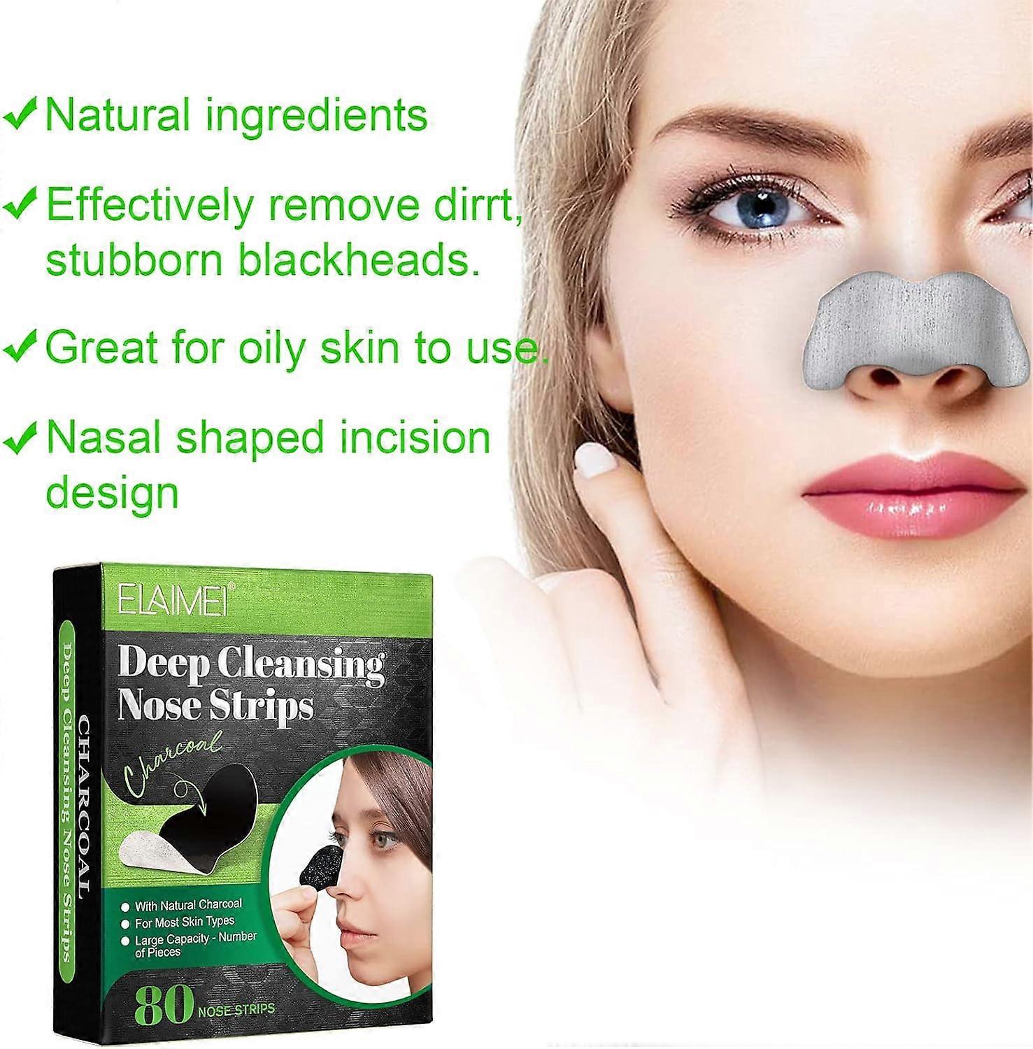 80 Pcs Blackhead Remover Strips Bamboo Charcoal Deep Cleansing Pore ...