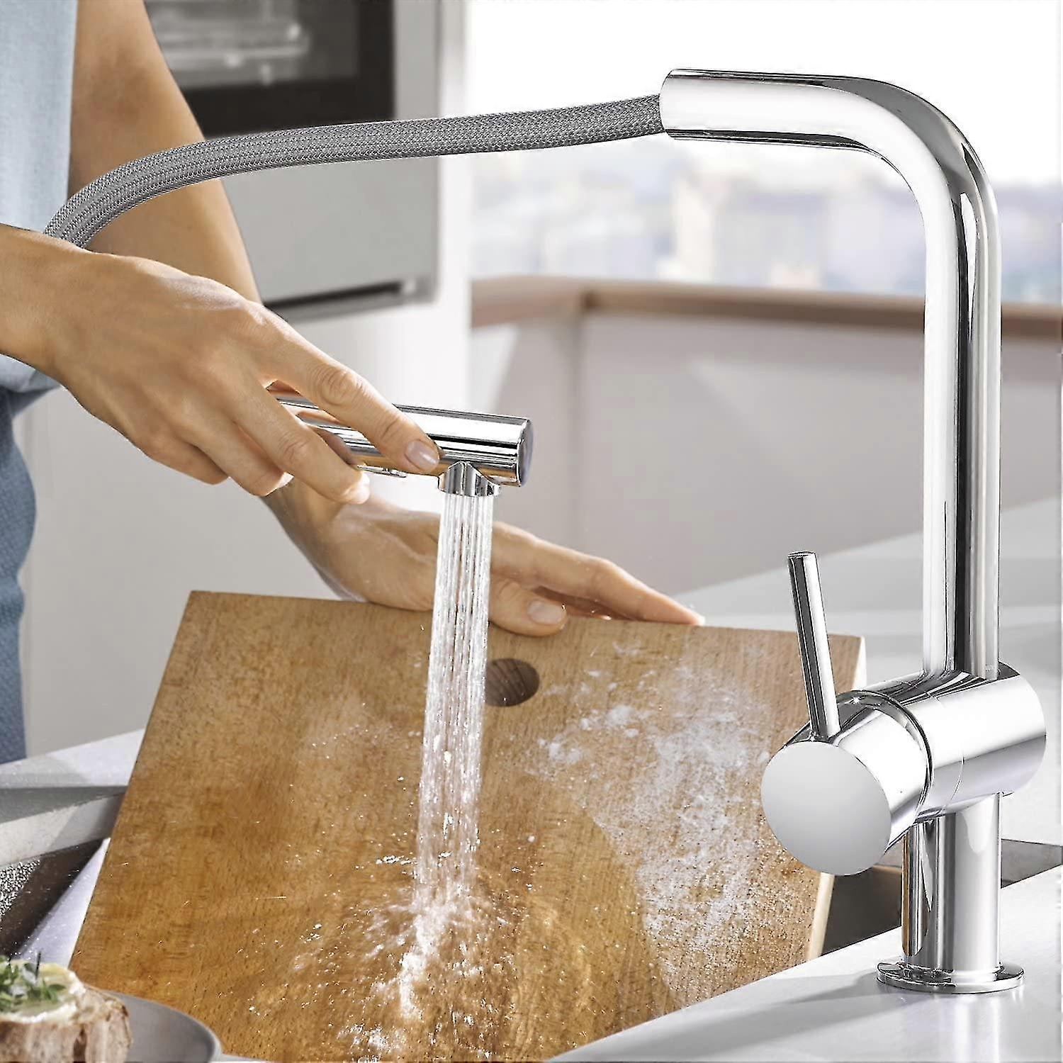 Single Lever Kitchen Sink Mixer With 2-jet Pull-out Spray, L-shaped ...