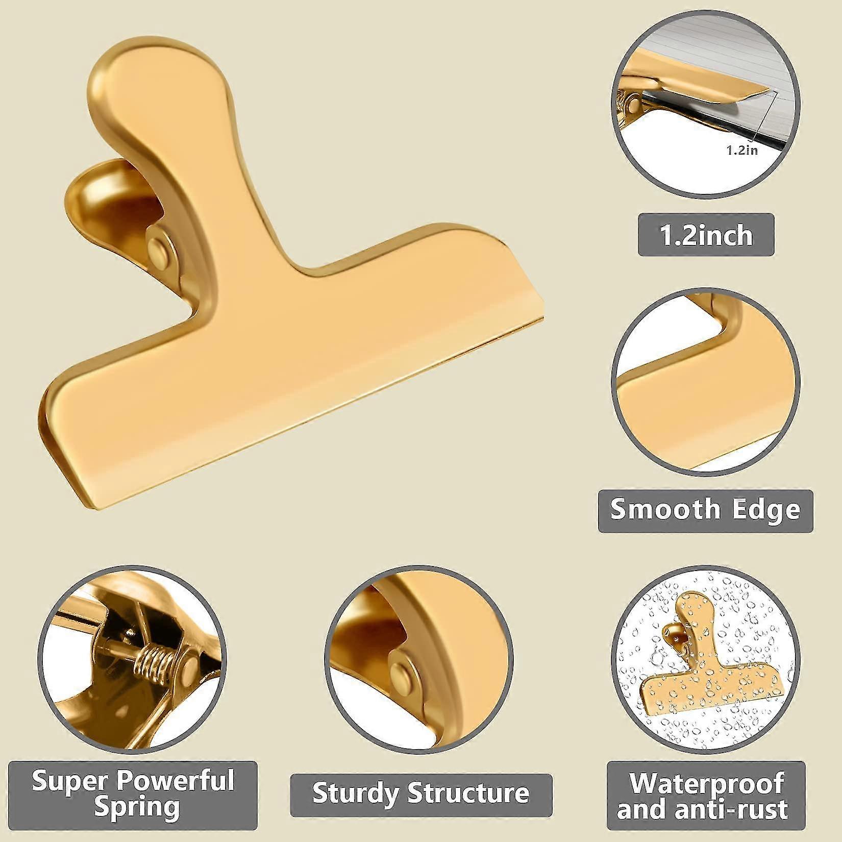 8-Pack Bulldog Clips, 3 Inch Wide Binders, Stainless Steel Metal Clips ...