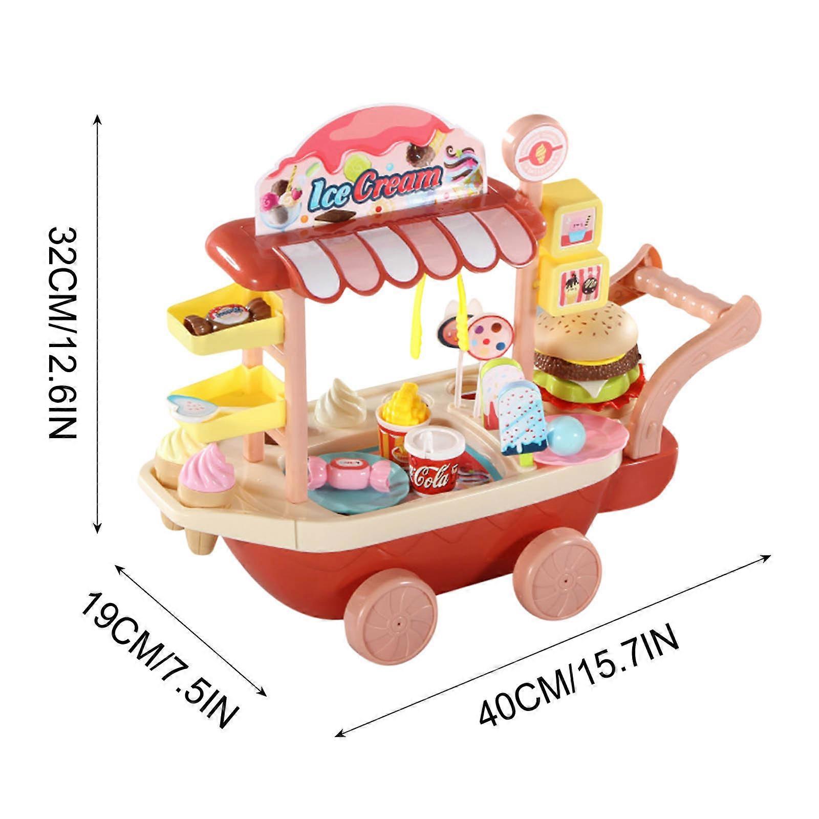48pcs Children's Ice Cream Cart Toy Girl Simulation Trolley Candy Cart ...