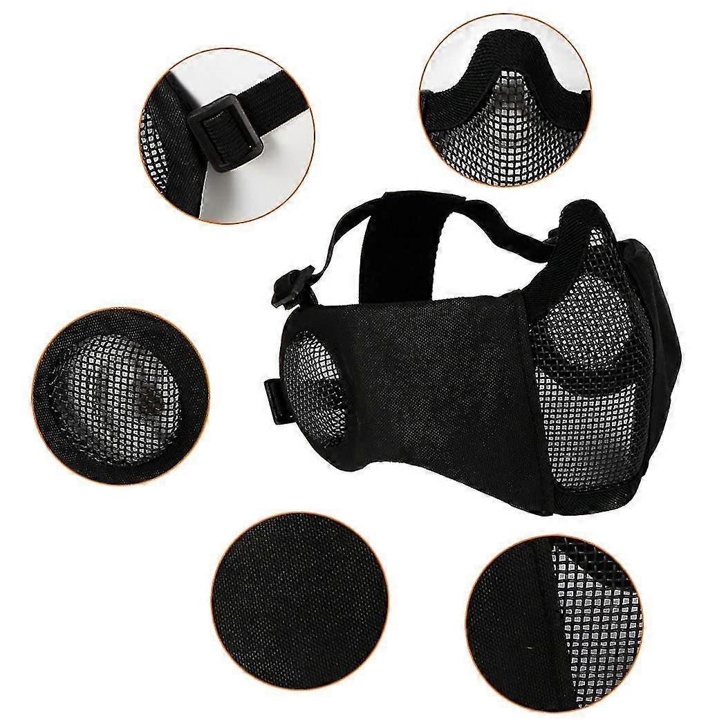Airsoft Protective Kit With Mesh Half Mask And Earmuffs And Goggles ...