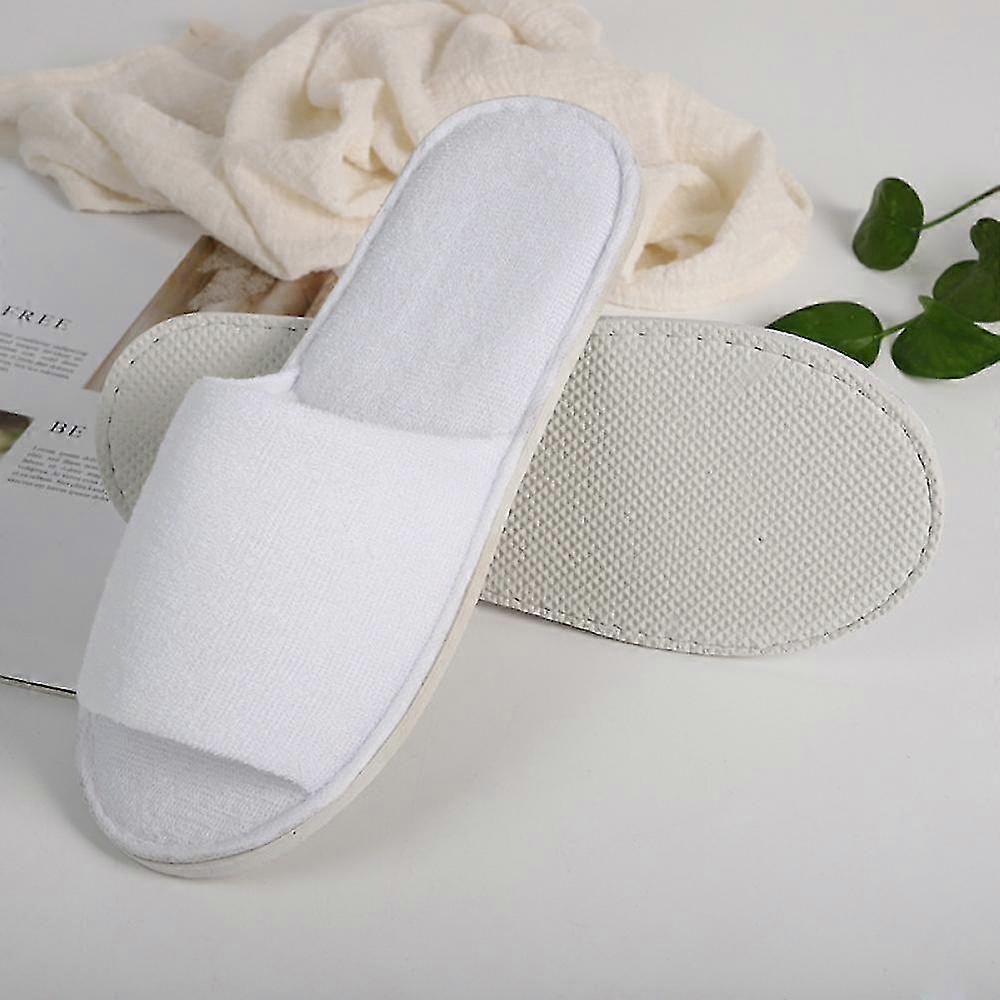 10 Pairs Open Toe Spa Slippers White Spa Hotel Guest Slippers, Fits ...