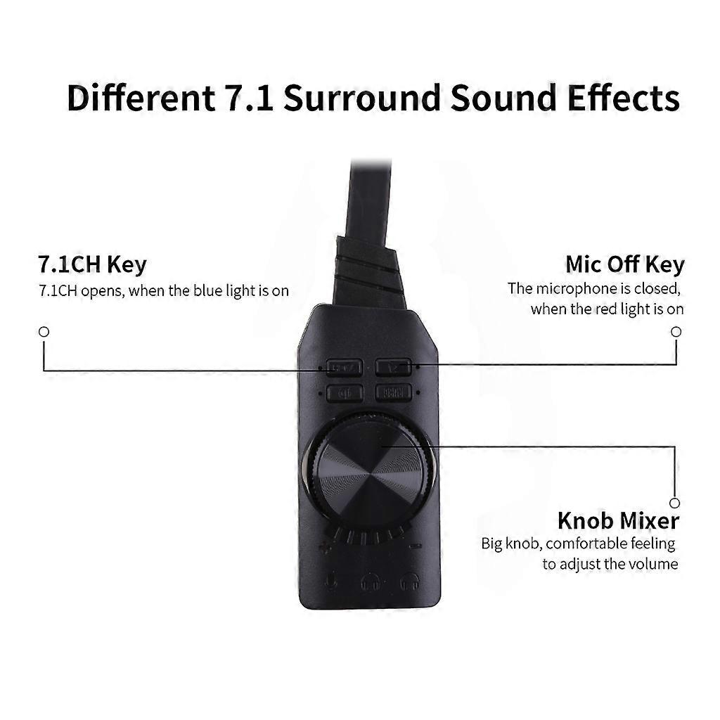 7.1 Channel Surround 3D Audio Adapter 3.5mm USB External Sound Card DAC Output | Fruugo UK