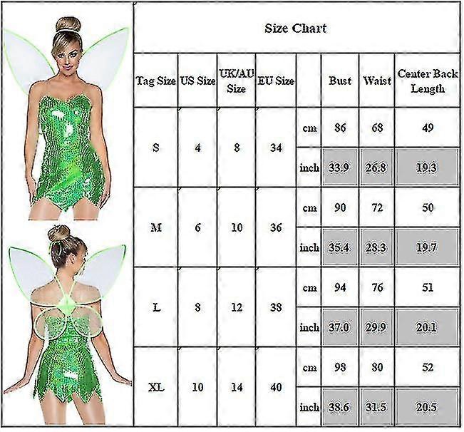Adults Women Green Neverland Pixie Fairy Outfit Tinkerbell Fancy Dress ...