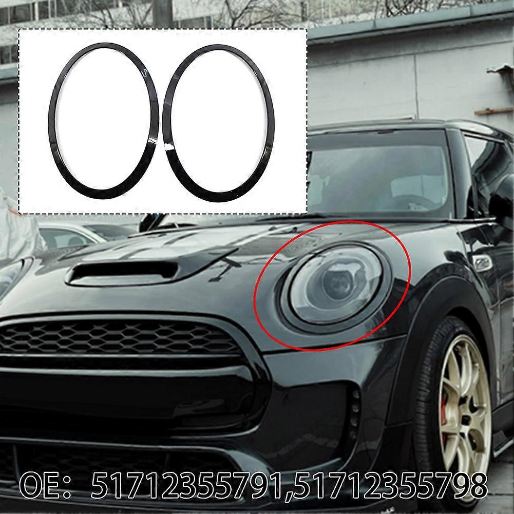 2Pcs For Mini For Cooper F55 F56 F57 2014+ Black Headlights Ring Bezel ...