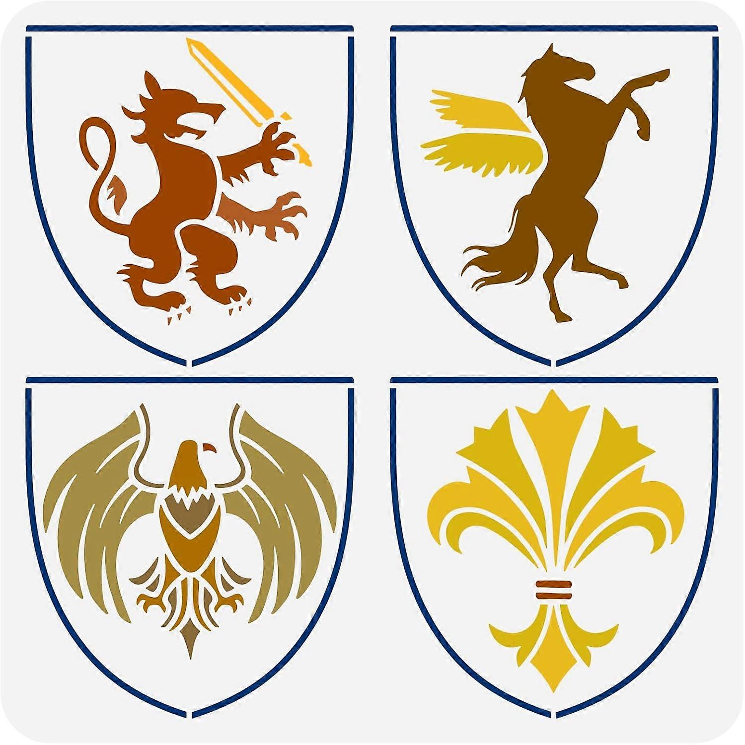 Heraldic Crest Coat of Arms Family Stencil 11.8x11.8inch Heraldic Crest ...