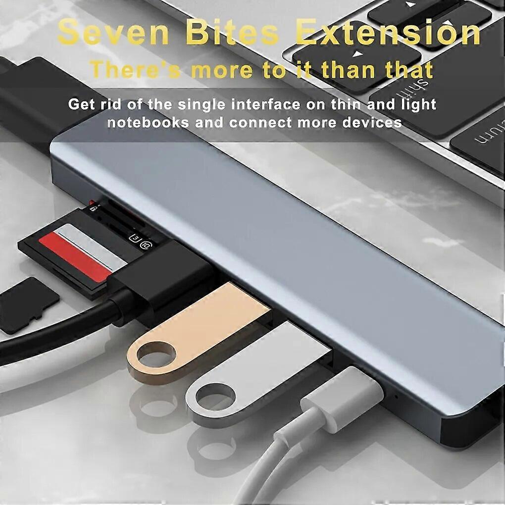 7 In 1 Type C Usb Hub Seven In One Type C 4k 30hz Usb Splitter Supports ...