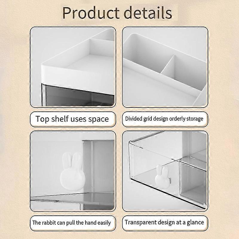 Desktop Storage Box Tube Transparent Drawer Rabbit Storage Box Children ...