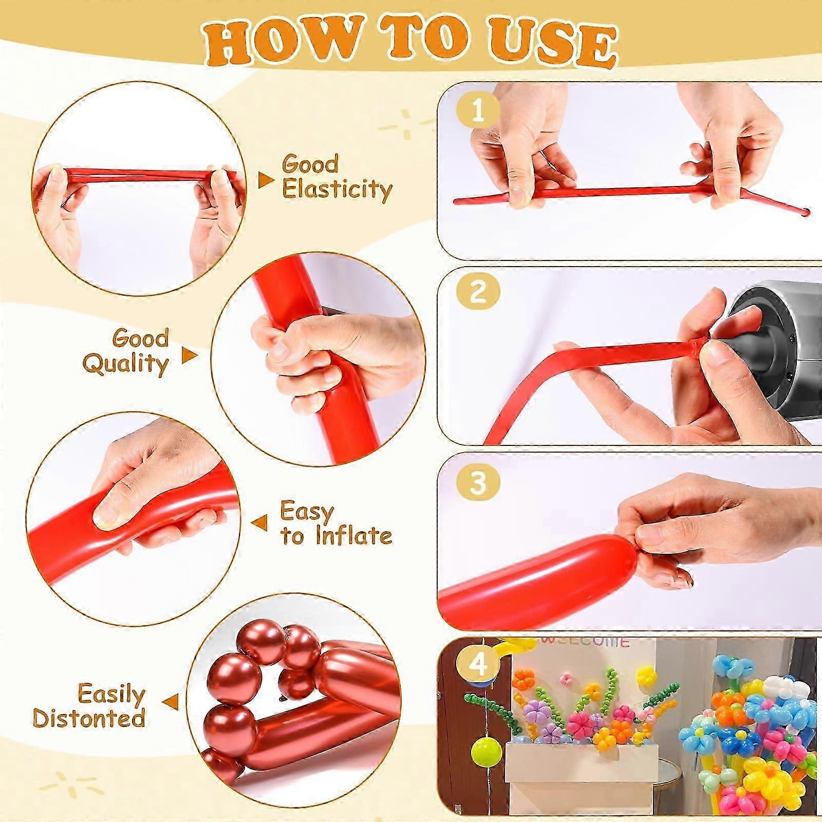 Twisting Animal Balloons 100Pcs 260q Balloons, Thickening Skinny Latex ...