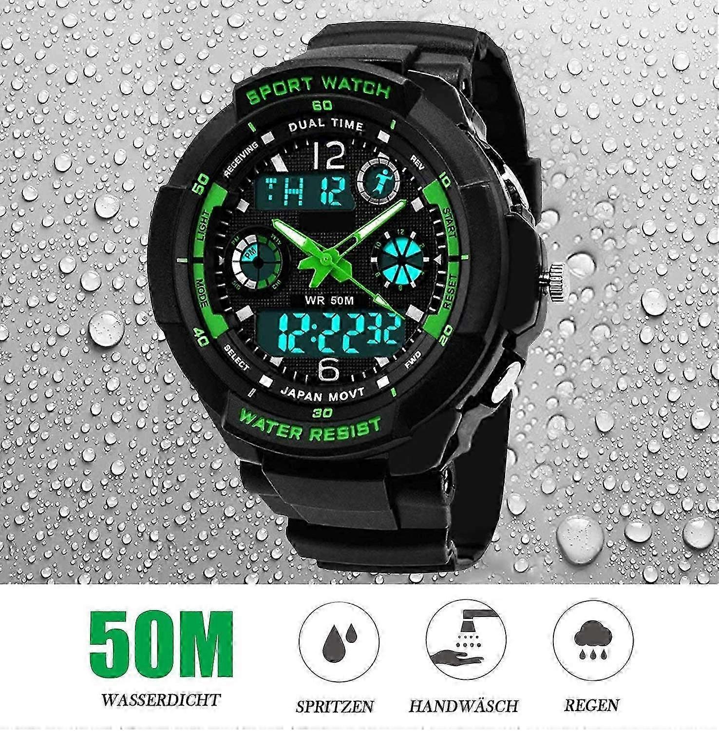 Waterproof Kids Digital Watch - Shockproof Dual Time Zone/Alarm for ...