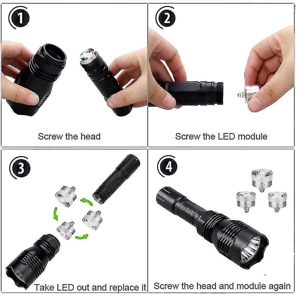 Hunting Lamp Torch With Interchangeable Red/green/white Led 350 Yards ...